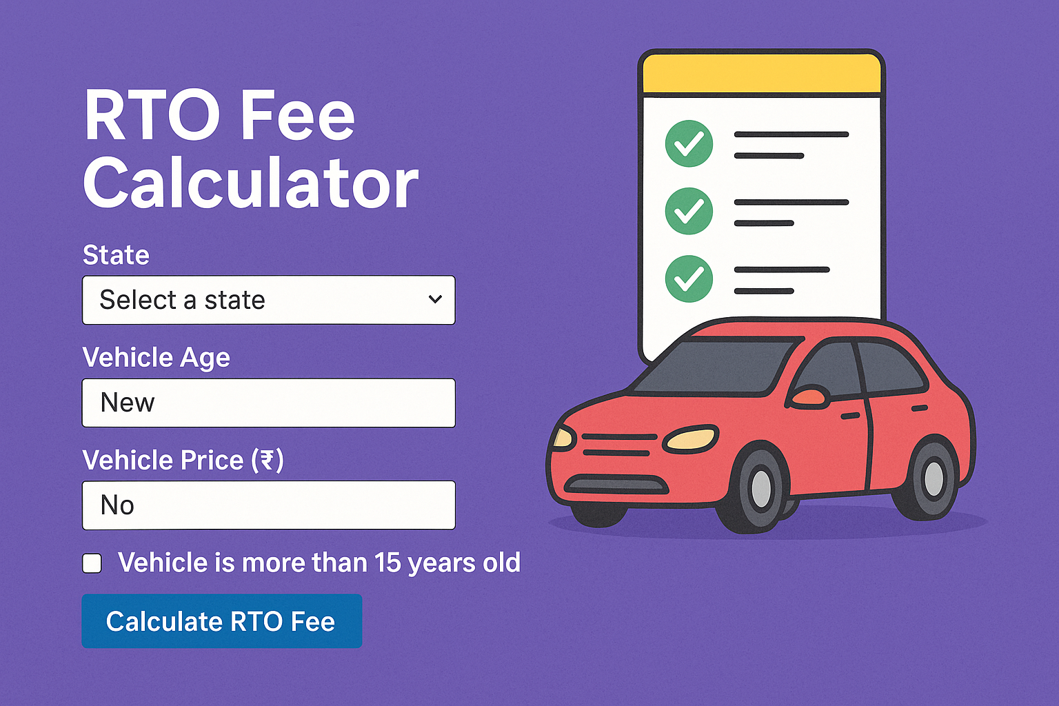 The Pedal 2 the Metal – RTO Fee Calculator